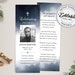 Navy Blue Funeral Bookmark Template, Funeral Keepsake Bookmark ...