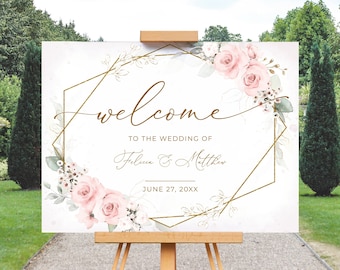 Pink Floral Wedding Welcome Sign: Editable Template (digital Download ...