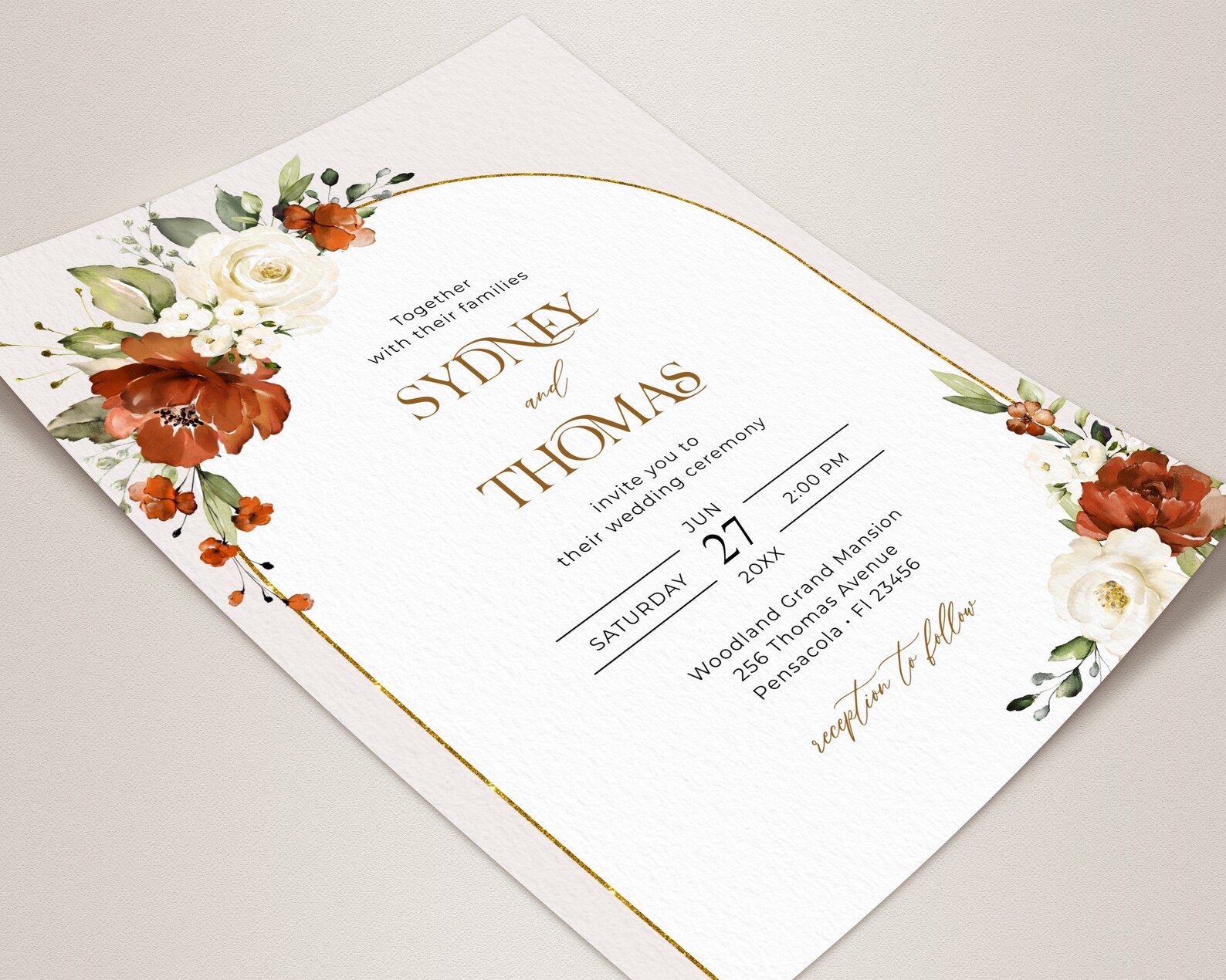Terracotta and Ivory Wedding Invitation and RSVP Card - Etsy