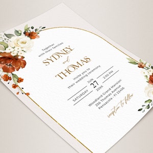 Terracotta and Ivory Wedding Invitation and RSVP Card Template ...