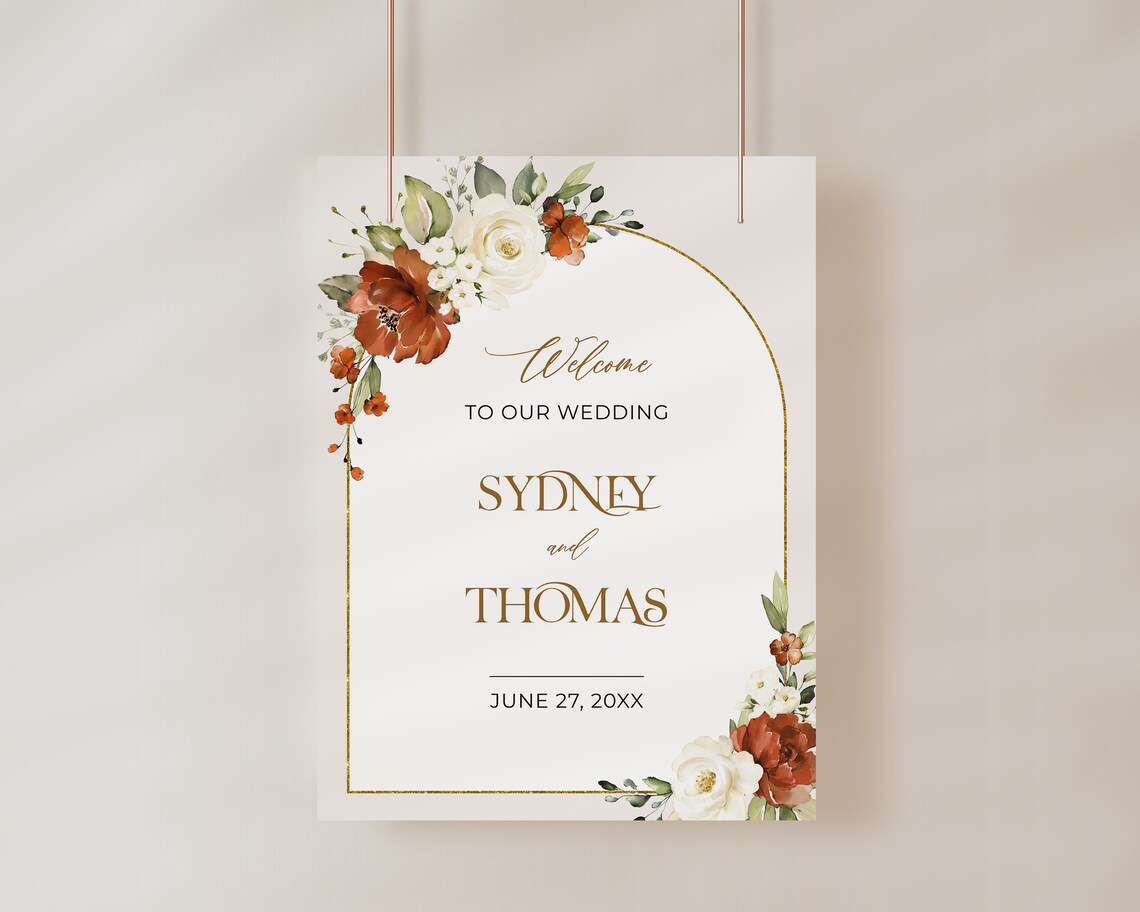 Terracotta and Ivory Wedding Welcome Sign Template INSTANT - Etsy