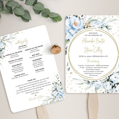 Blue Wedding Program Template Printable Floral Wedding - Etsy UK