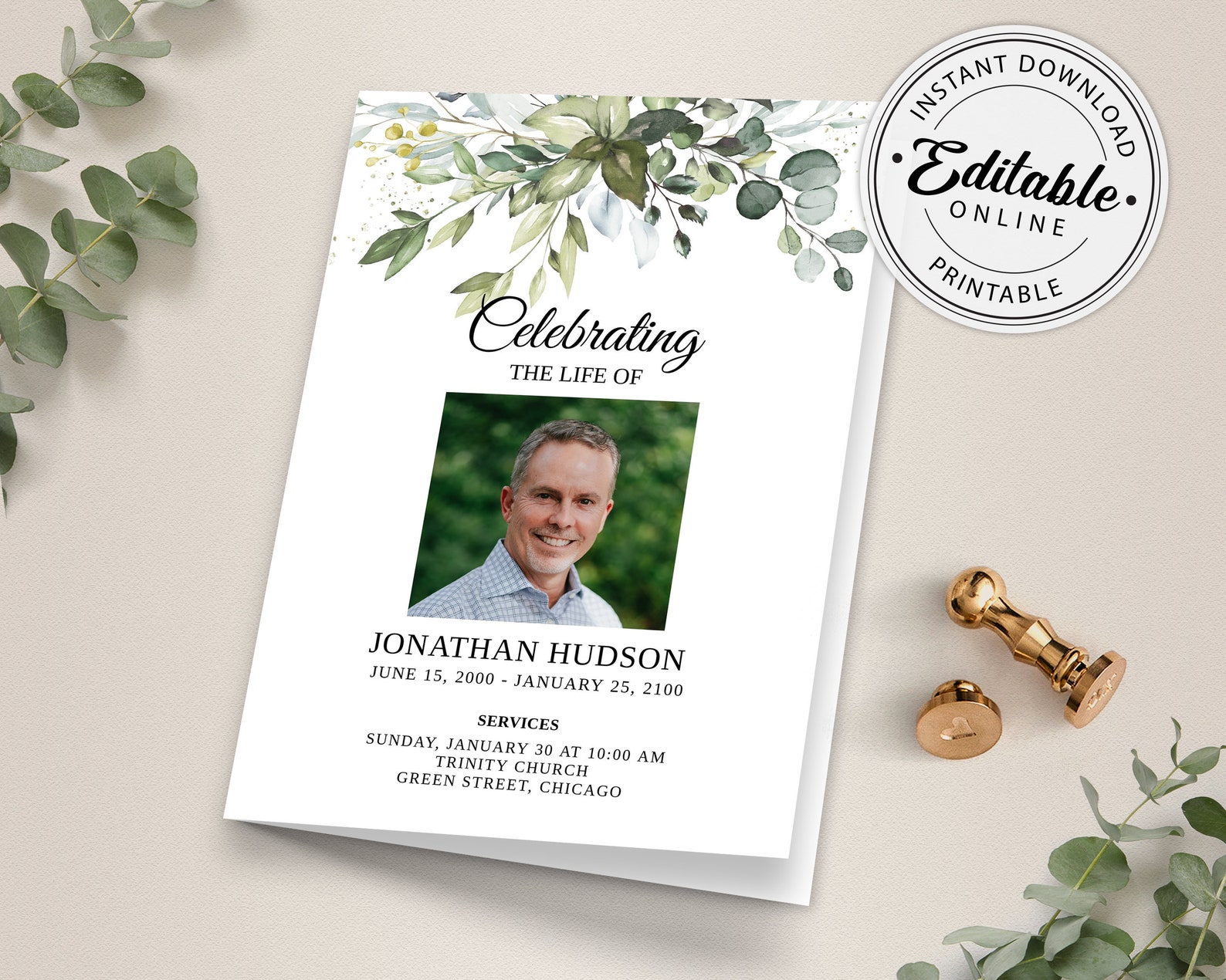 Printable Funeral Program Template Memorial Program Template - Etsy
