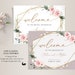 Boho Greenery Wedding Welcome Sign Template With Pink Roses INSTANT ...