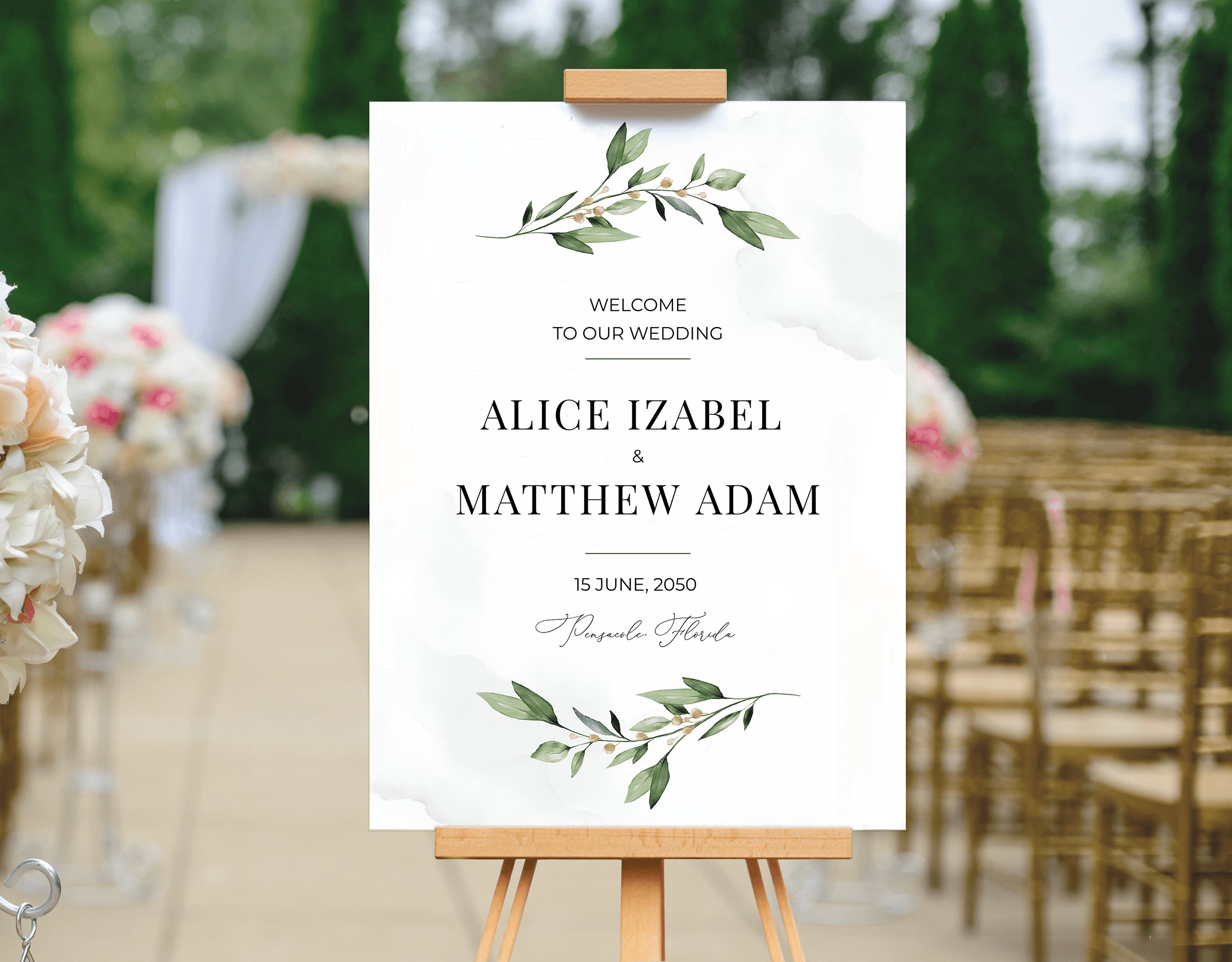 Boho Greenery Wedding Welcome Sign Template INSTANT DOWNLOAD | Etsy