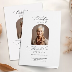 Modern Funeral Program Template | Minimalist Memorial Program Template ...