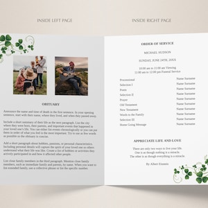 Funeral Program Template With Shamrocks, Editable Irish Memorial ...