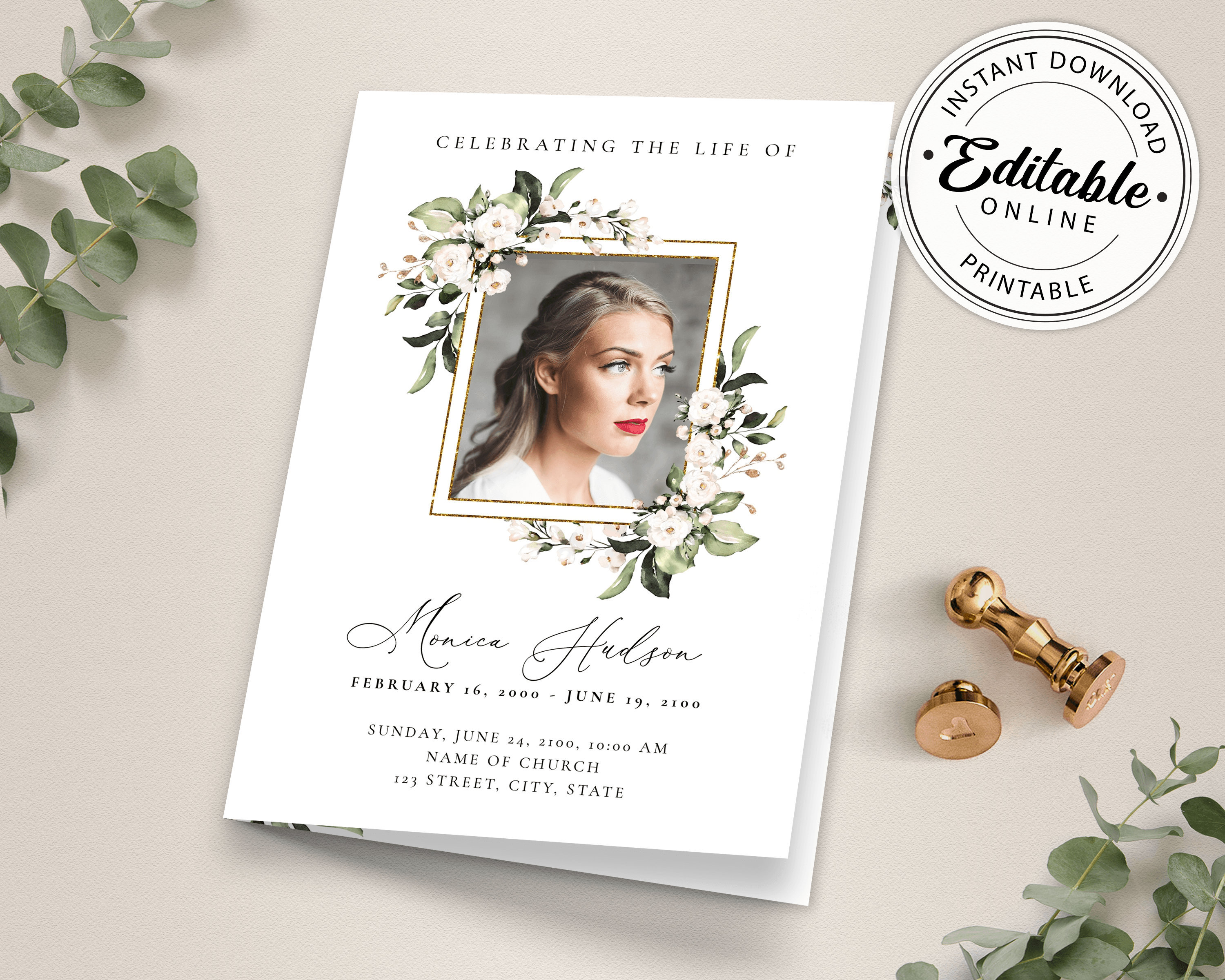Funeral Program Template Printable Funeral Template Floral Funeral 
