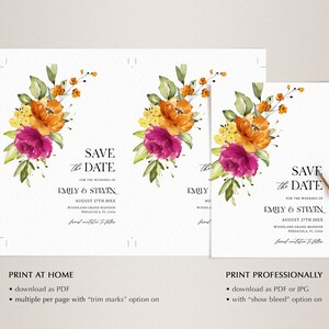 Hot Pink and Orange Save the Date Template, Wedding Date Reservation ...