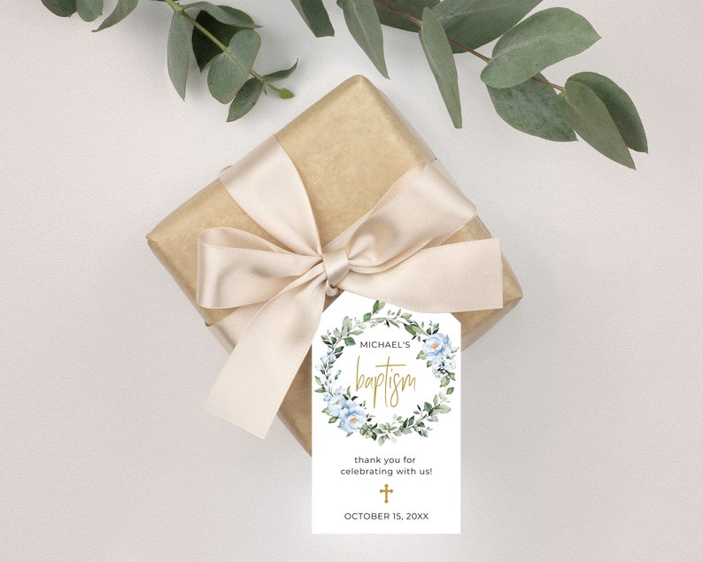 Blue Roses Gift Favor Tags Template, Printable Stickers (Instant ...