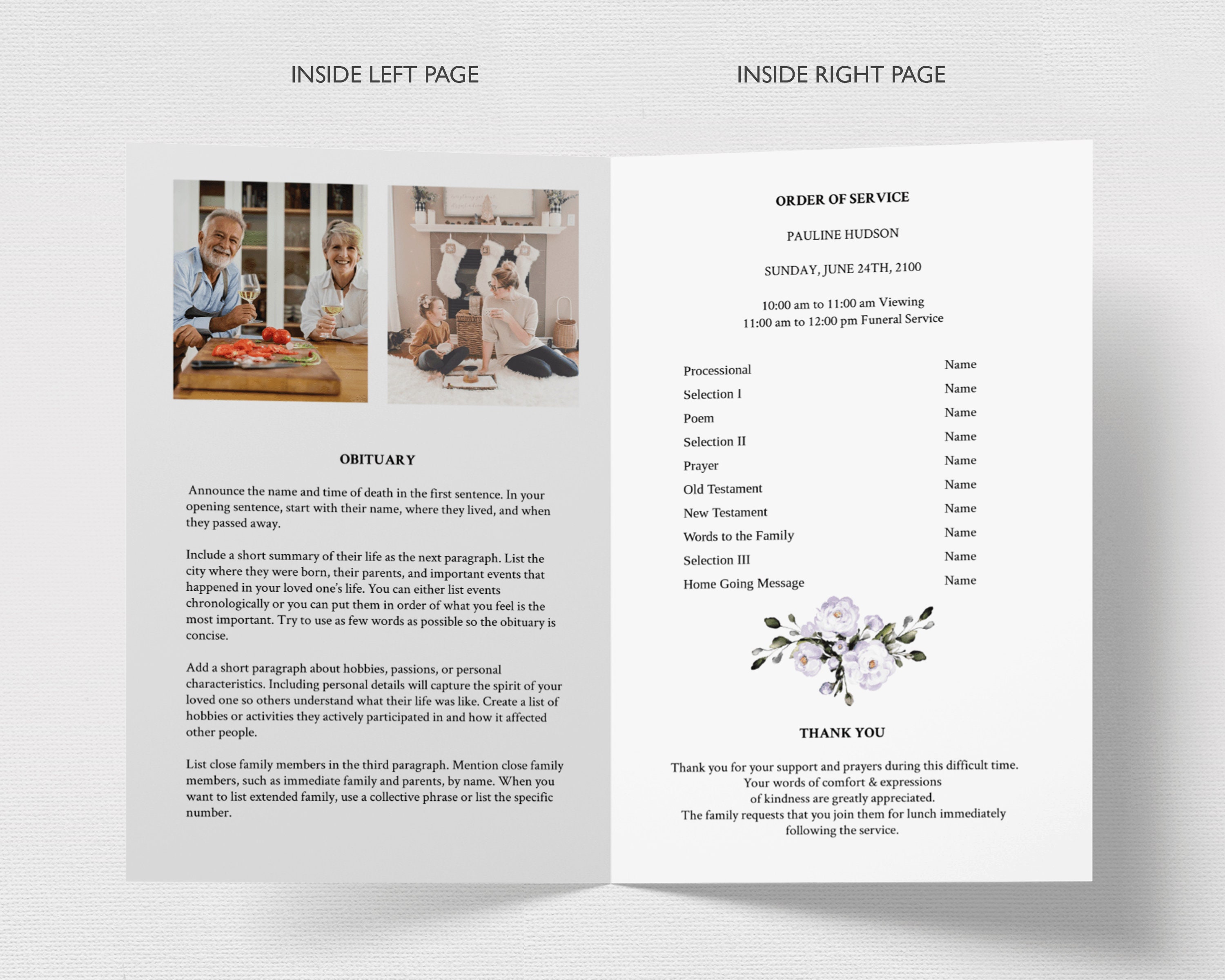 Funeral Program Template Memorial Program Template Order of - Etsy UK