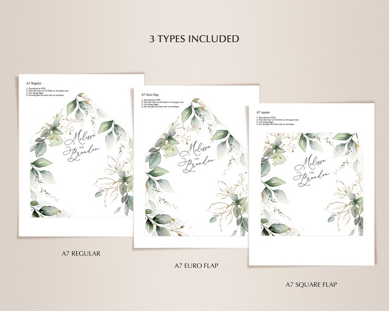 printable-greenery-a7-envelope-liner-template-a7-euro-flap-etsy