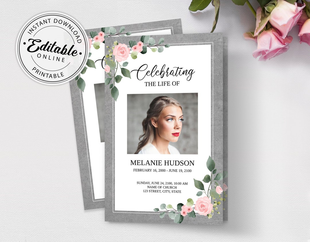 Printable Funeral Program Template Memorial Program Template - Etsy