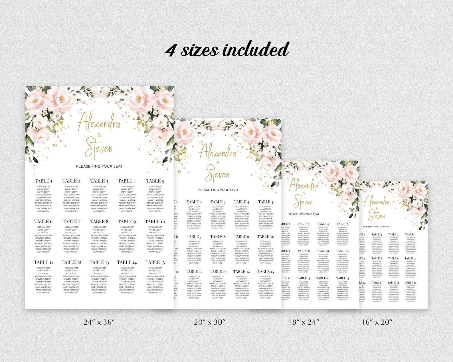 Blush Pink Wedding Seating Chart Template Wedding Baptism - Etsy