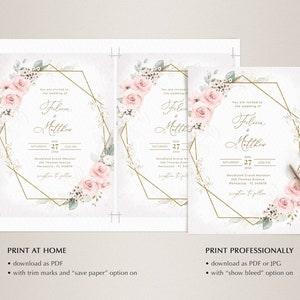 Light Pink Wedding Invitation Template Big Bundle, Template Suite ...