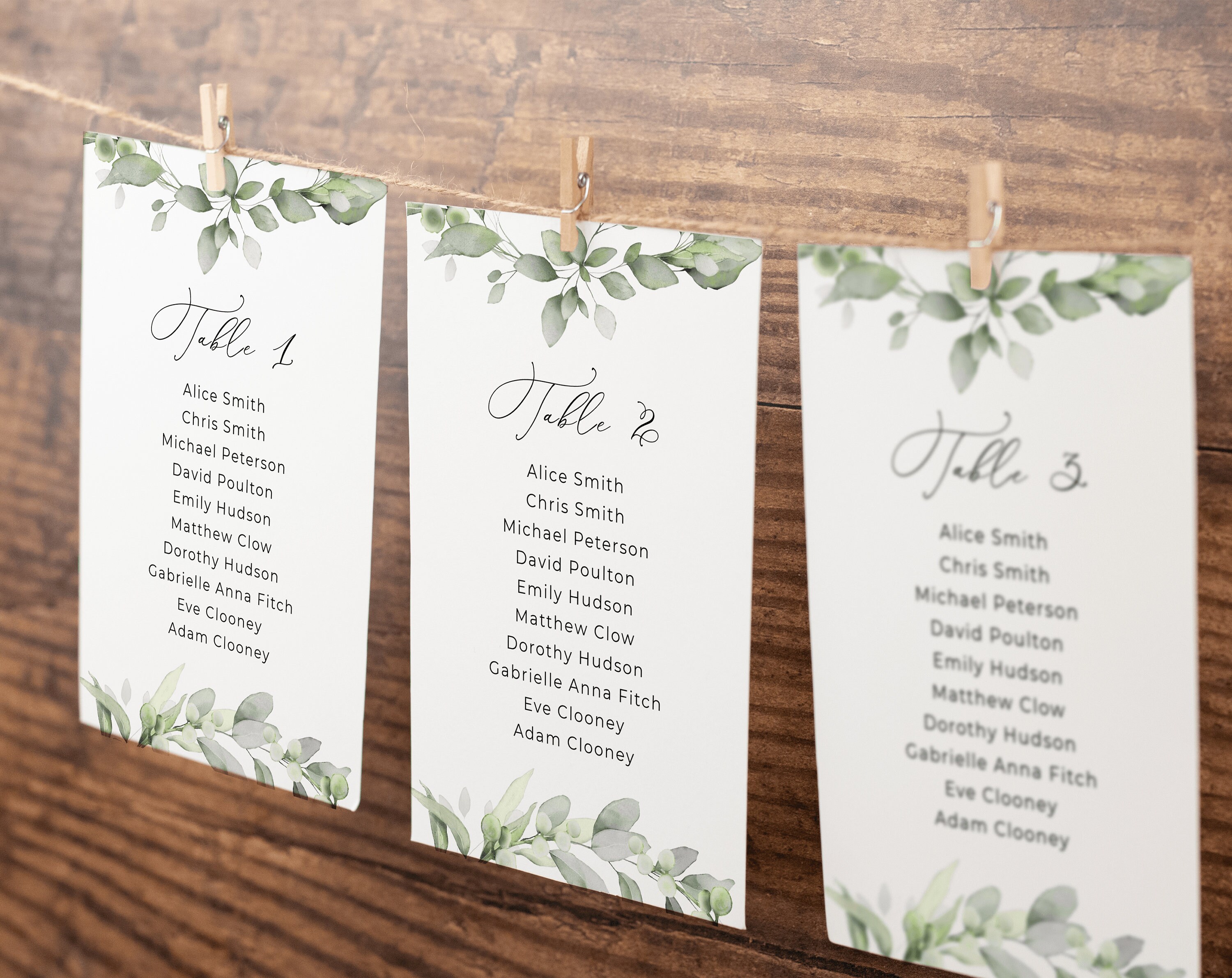 Greenery Wedding Seating Table Cards Find Your Table Seat | Etsy