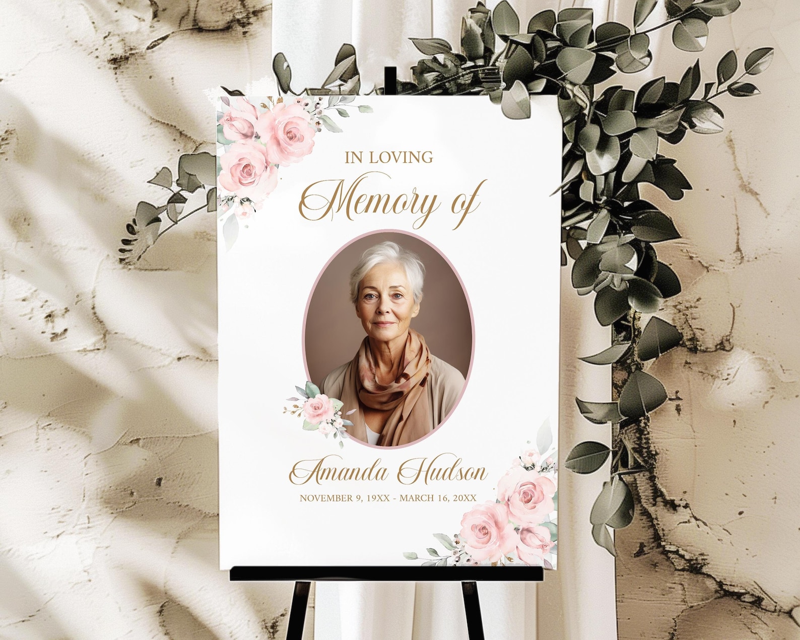Pink Roses Funeral Welcome Sign Template (digital Download) - Etsy UK