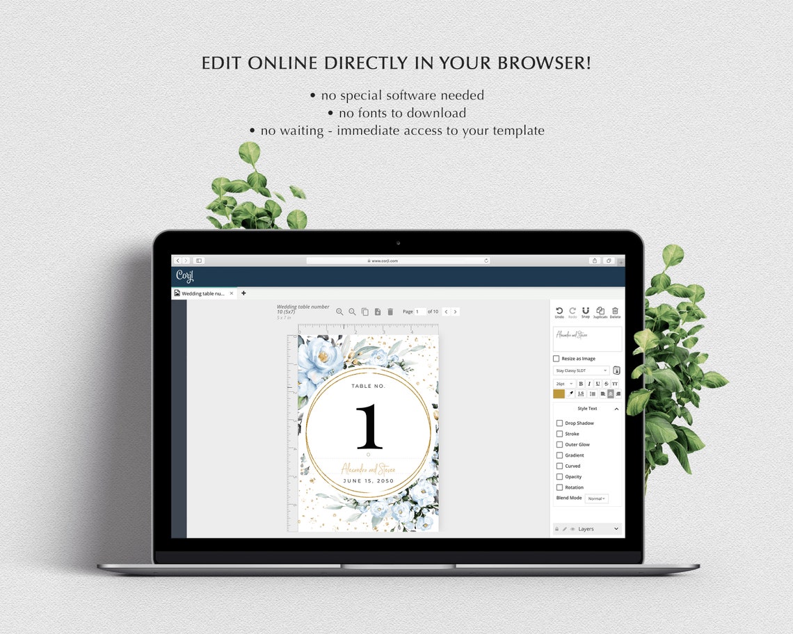 Blue Wedding Table Numbers Template, Table Number Signs • INSTANT ...