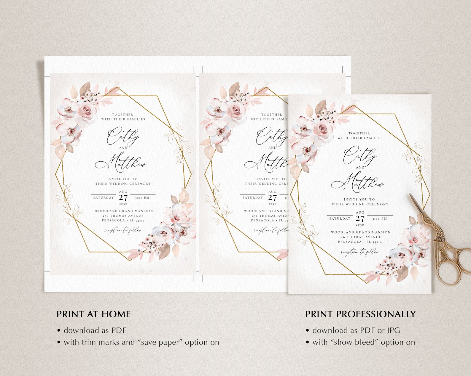 Boho Rustic Invitation Template Set Rustic Wedding Invite - Etsy