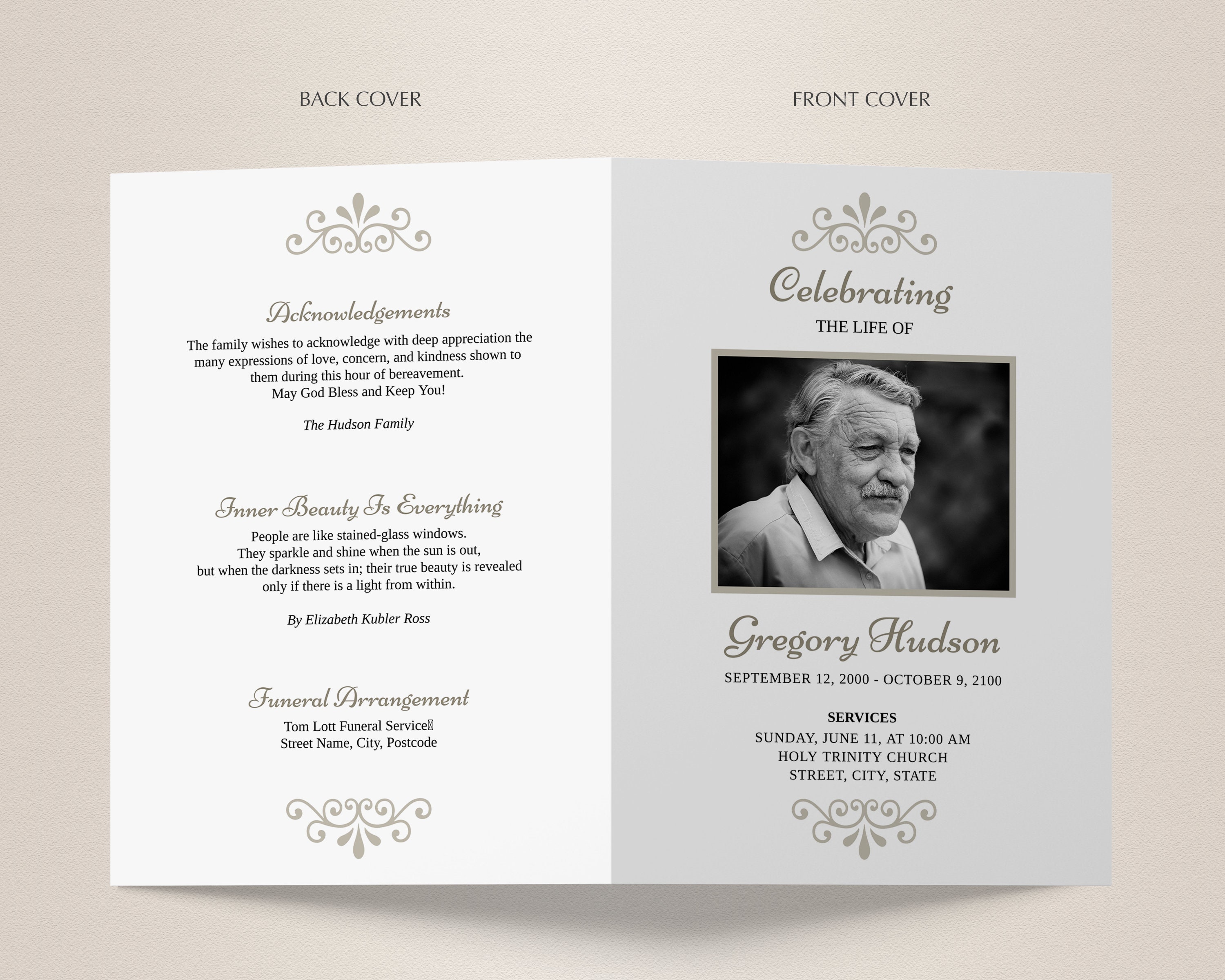 Funeral Program Template Memorial Program Template INSTANT | Etsy