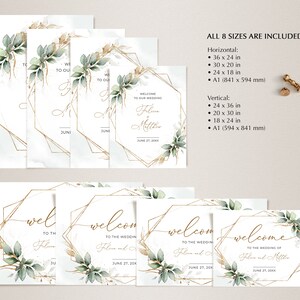 Boho Greenery Wedding Welcome Sign Template (vertical, Horizontal ...