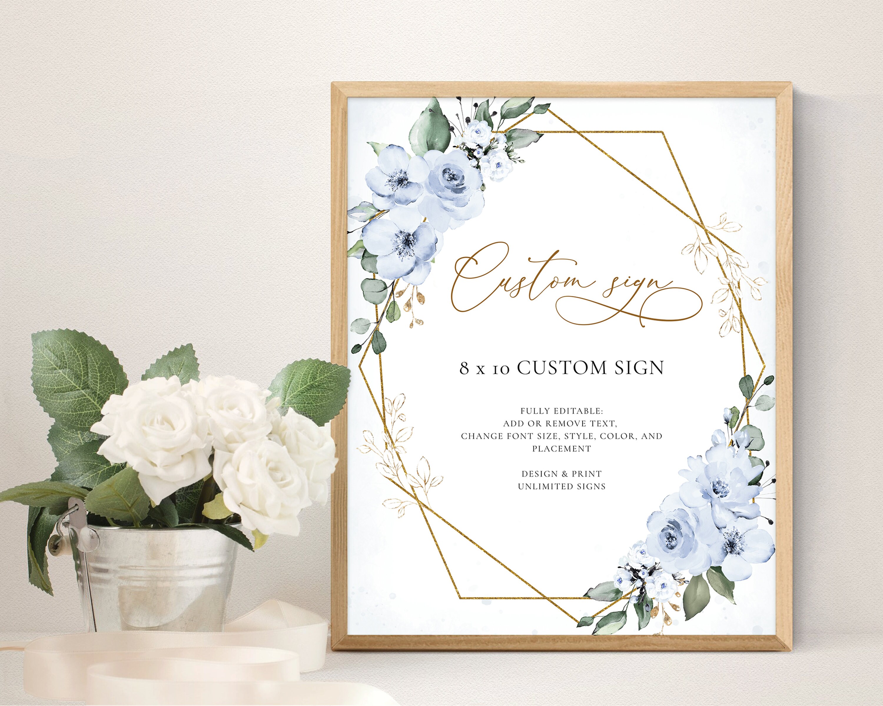 Blue Wedding Custom Sign Template Portrait and Landscape Sign - Etsy