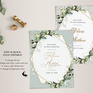 Boho Greenery Wedding Welcome Sign Template • INSTANT DOWNLOAD ...