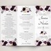 Trifold Wedding Program Template With Purple Roses Dark Plum - Etsy