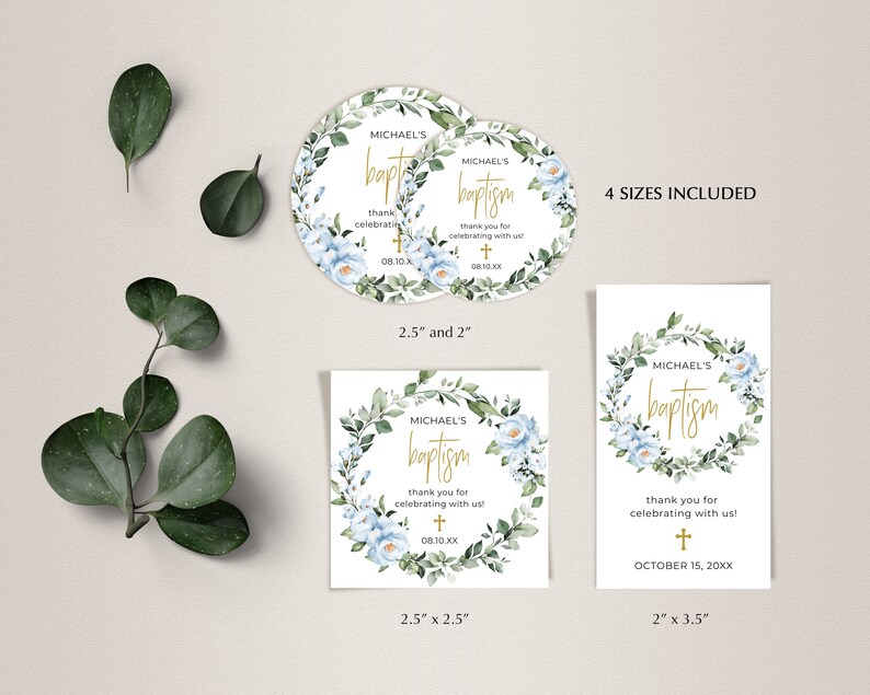 Blue Roses Gift Favor Tags Template, Printable Stickers (Instant ...