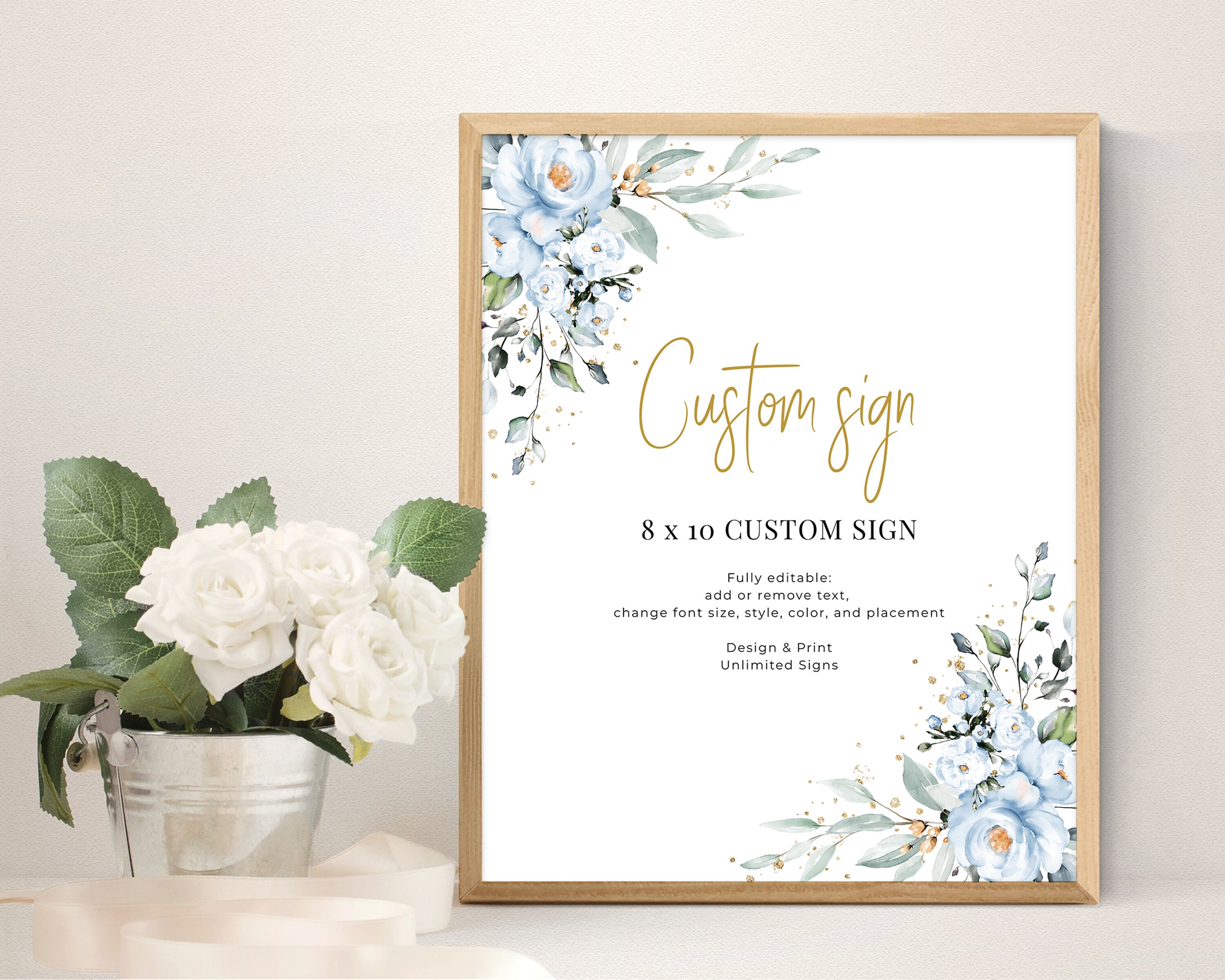 Blue Wedding Custom Sign Template Portrait and Landscape Sign - Etsy Canada