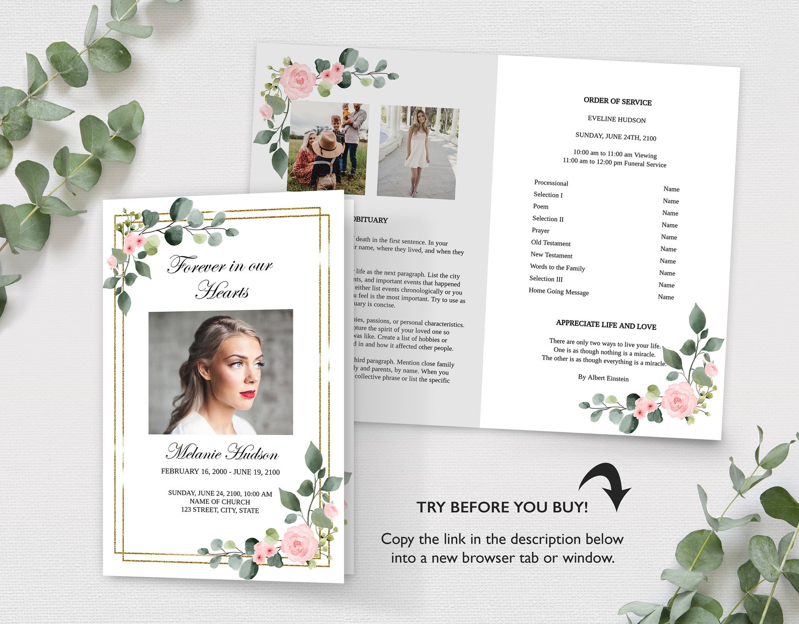 Funeral Program Template Memorial Program Template Printable | Etsy