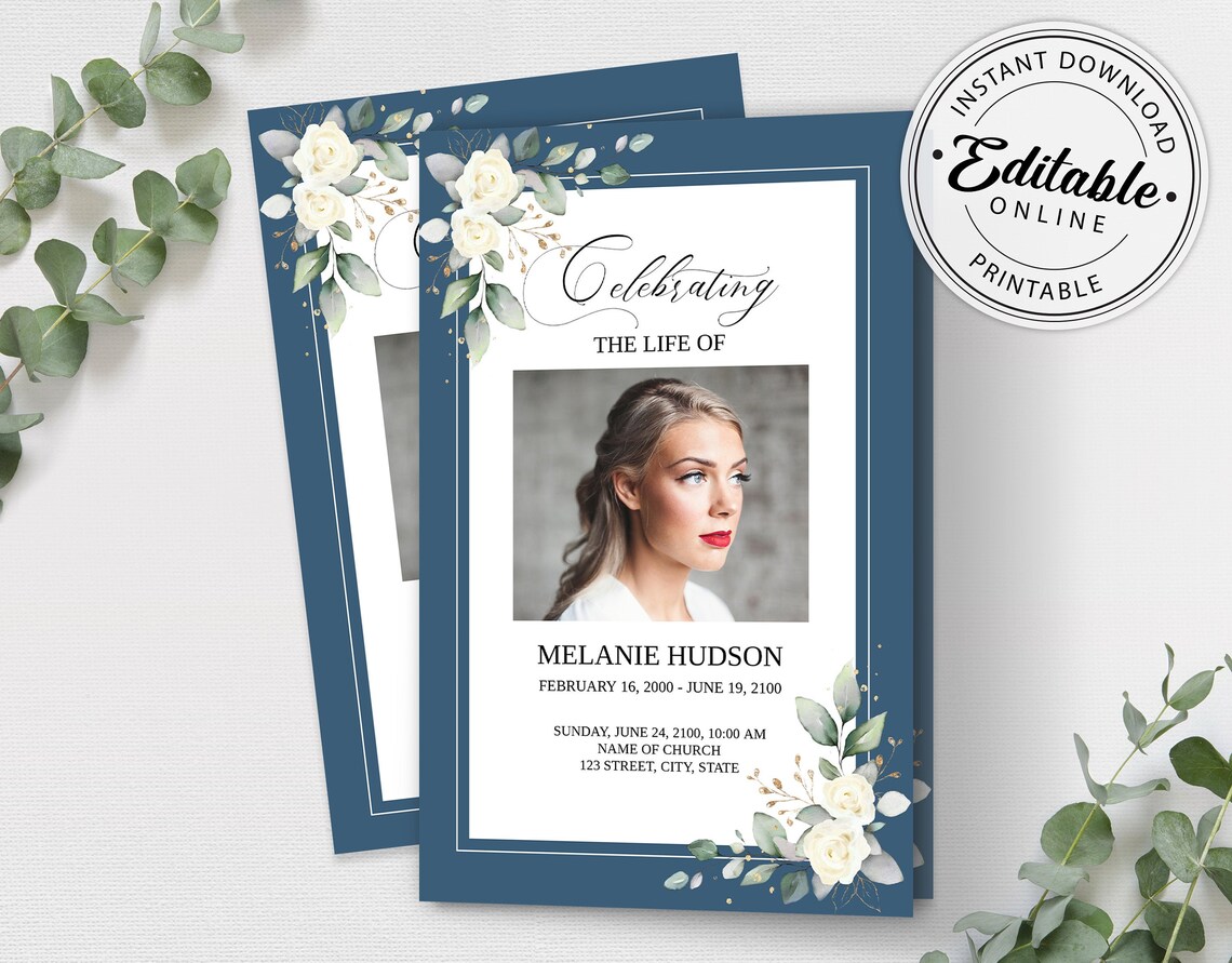 Printable Funeral Program Template Memorial Program Template - Etsy