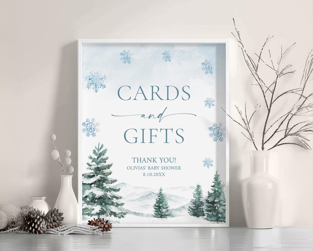 Winter Cards & Gifts Sign Template, Portrait Sign Template • INSTANT ...
