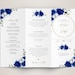 Trifold Wedding Program Template, Royal Blue and Gold Program Template ...