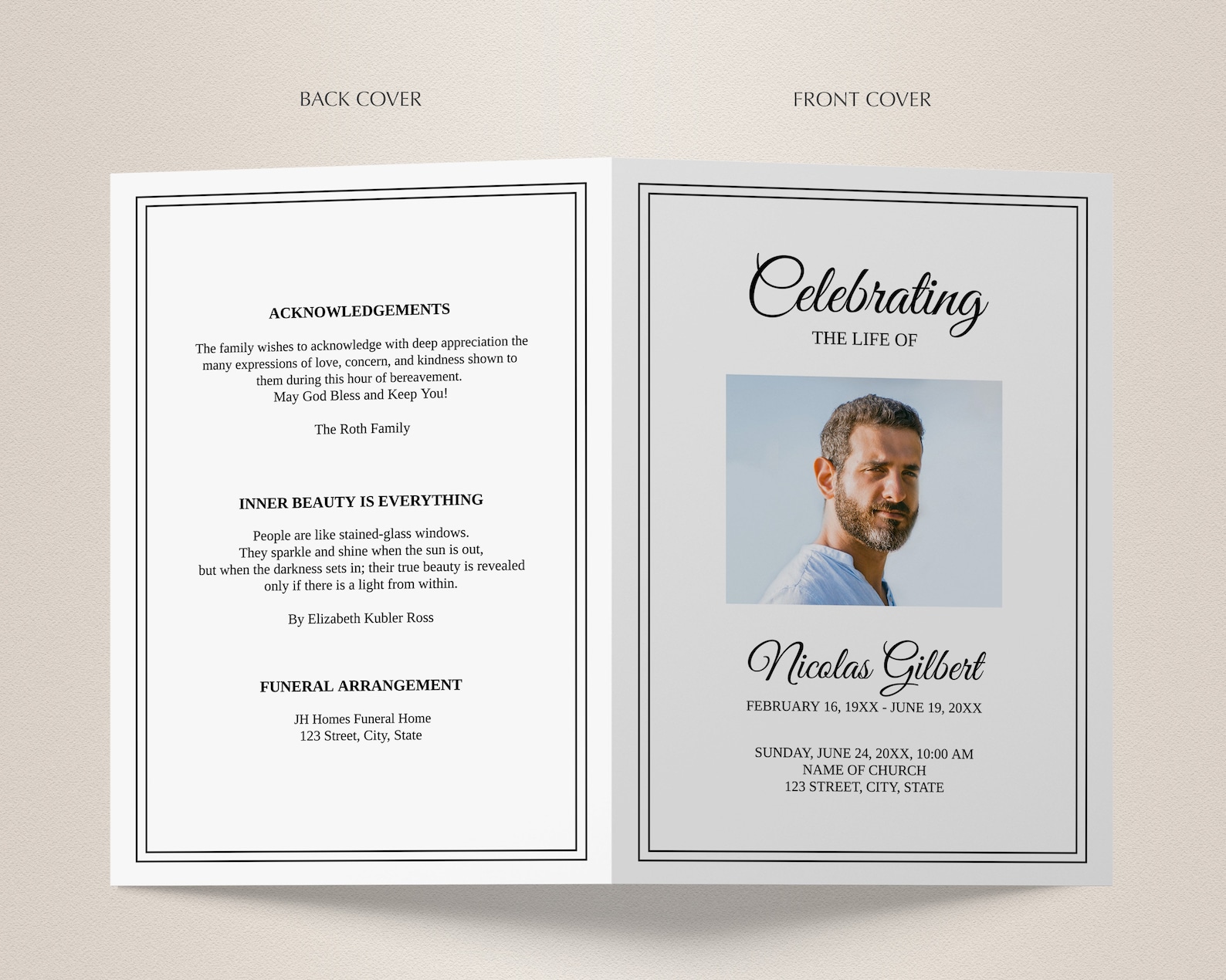 Funeral Program Template | Celebration of Life, Printable (digital ...