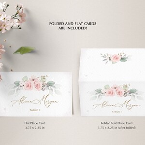 Light Pink Place Card Template, Dusty Pink Place Card Flat and Tent ...