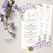 Lavender Menu Template wedding Bridal Shower Dinner - Etsy