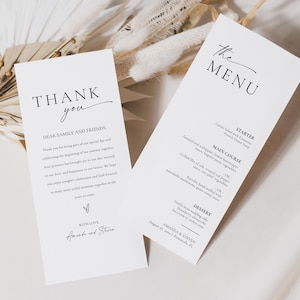 Modern Menu Template, Double Sided Menu With Thank You Note • INSTANT ...