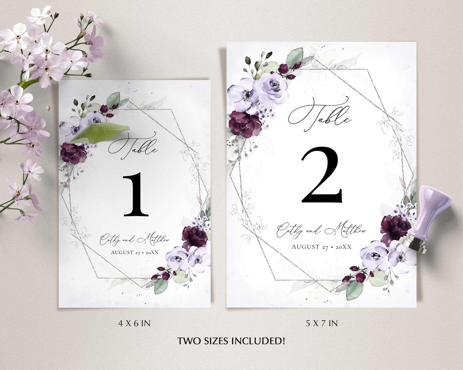 Lavender and Purple Wedding Table Numbers Template Floral - Etsy