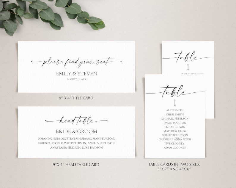 Modern Seating Table Cards Template • Editable & Printable • Instant ...