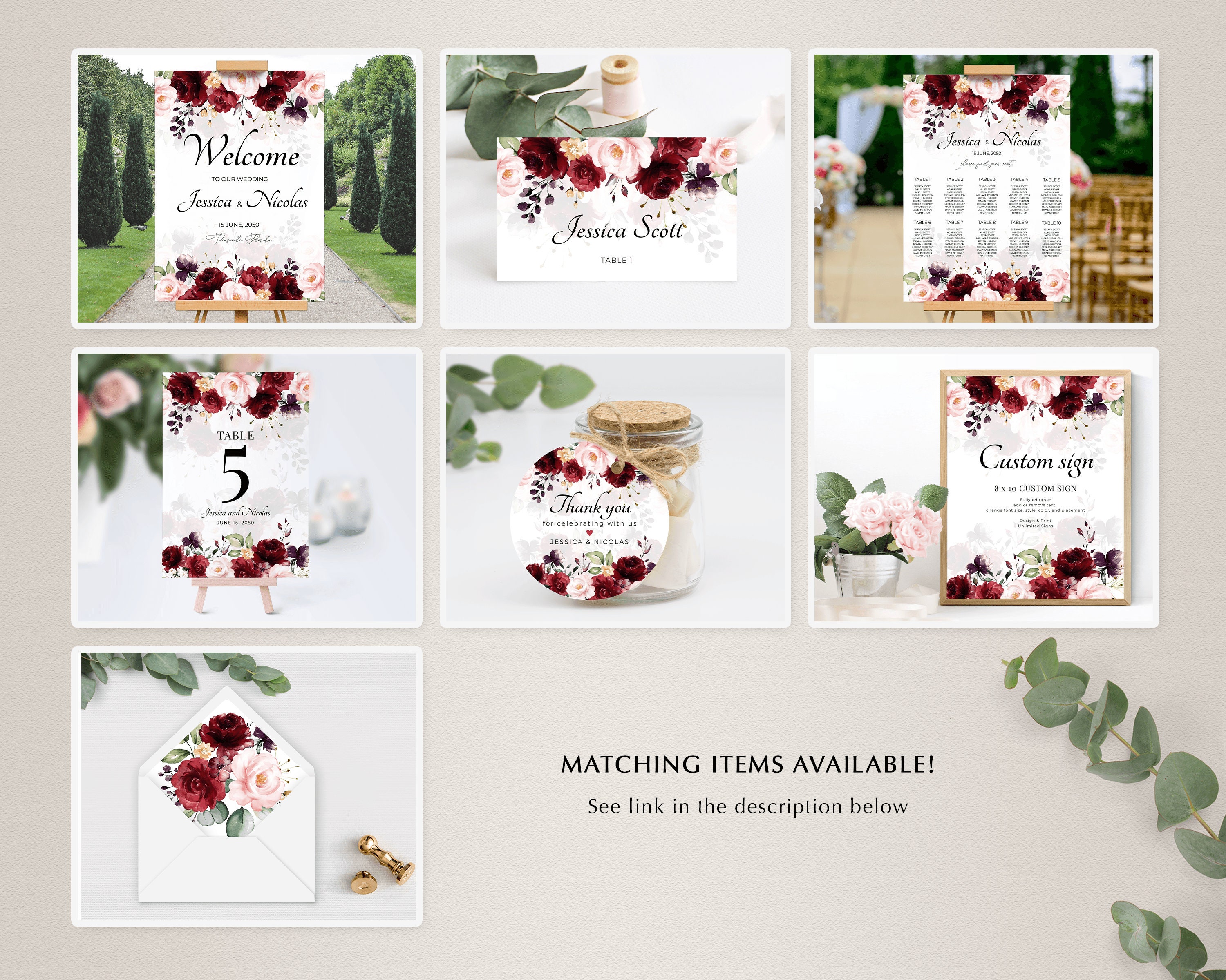Editable Burgundy Wedding Program Template Marsala Wedding - Etsy