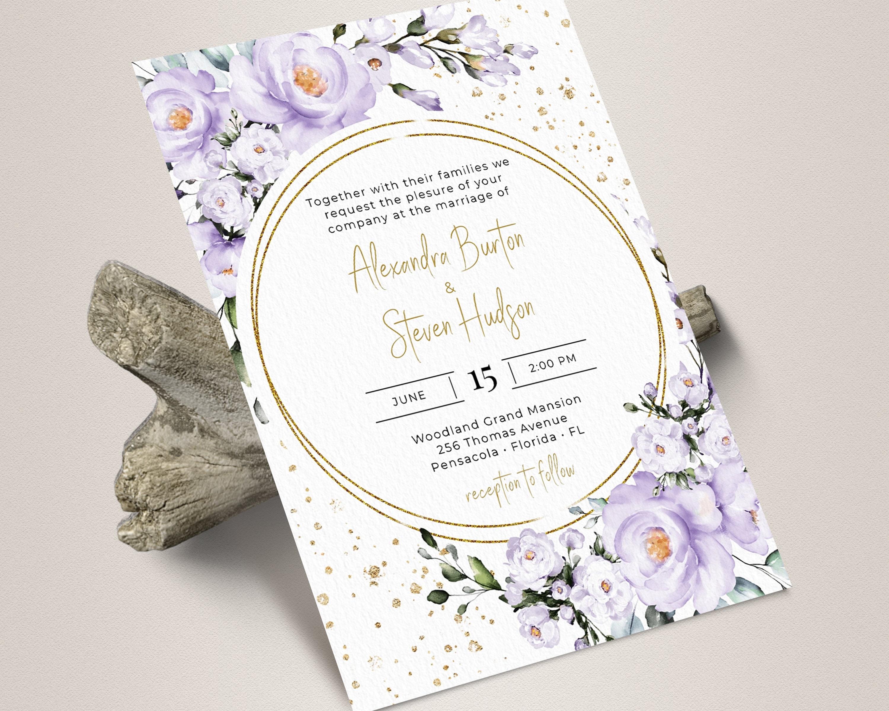 Lavender Wedding Invitation Template Set, Wedding Invite Wit Lavender ...