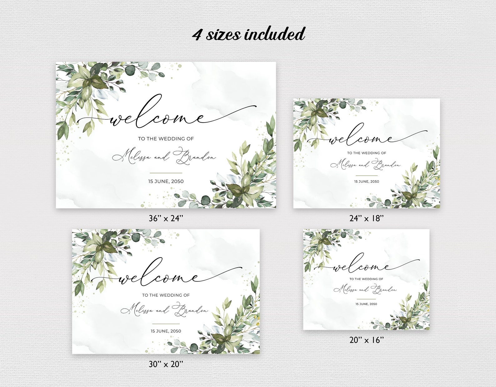 Boho Greenery Wedding Welcome Sign Template With Eucalyptus | Etsy