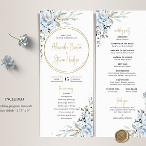 Blue Wedding Program Template Printable Floral Wedding - Etsy Canada