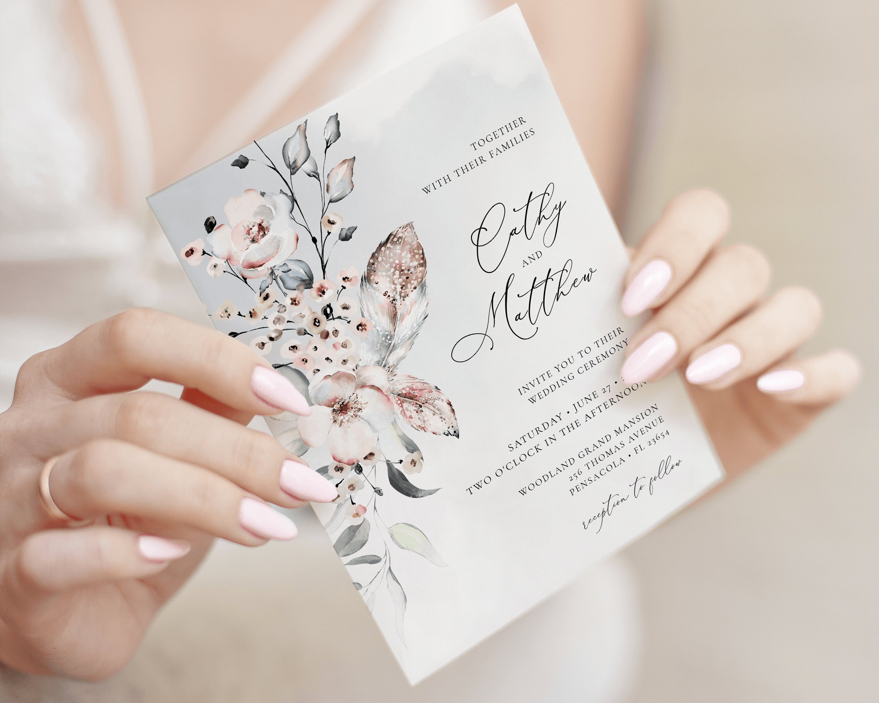 Boho Rustic Wedding Invitation Template Suite Wedding Invite | Etsy