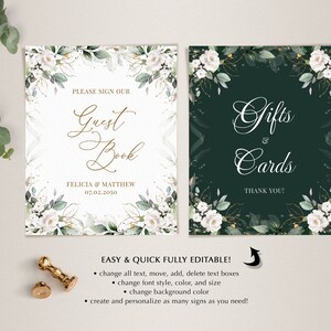 Boho Greenery Custom Sign With White Roses, Portrait and Landscape ...