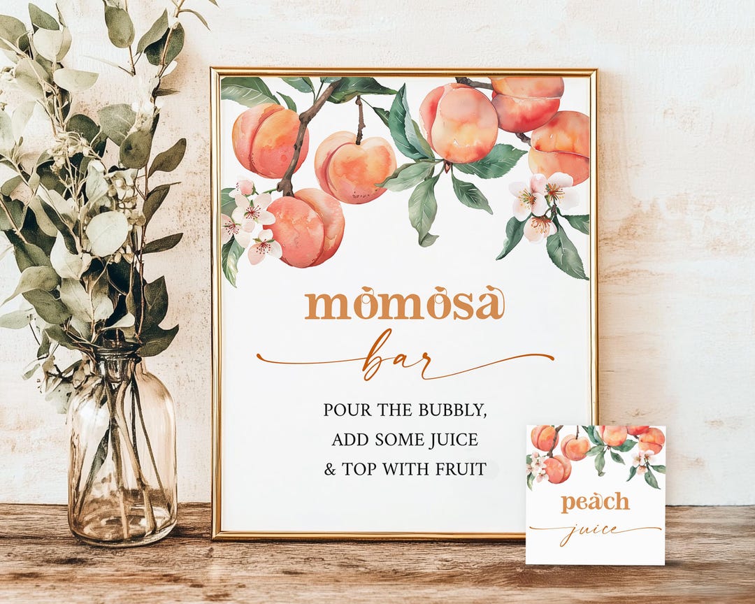 Peach Momosa Bar Sign Template • INSTANT DOWNLOAD • Editable, Printable ...