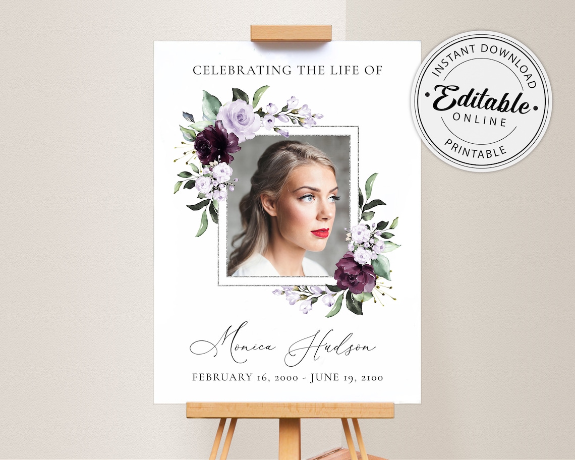 Editable Funeral Welcome Sign Template With Lavender and - Etsy