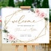 Boho Greenery Wedding Welcome Sign Template With Pink Roses • INSTANT ...