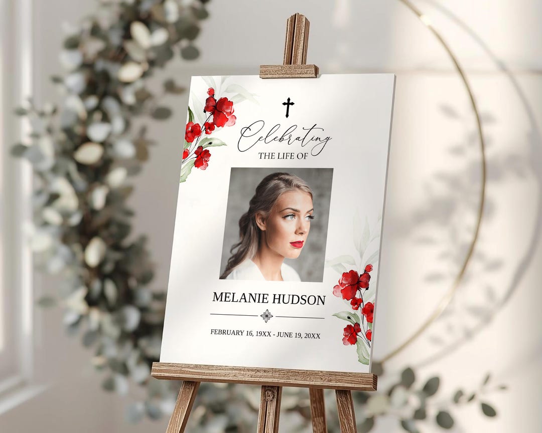 Funeral Welcome Sign Template, Editable Memorial Poster (digital ...